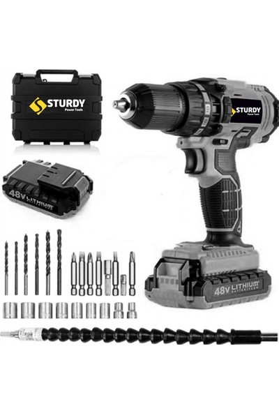 Sturdy 48V5AH Sanzumanlı Setlı Darbeli Lıon Useful Matkap 23 Parca Setli