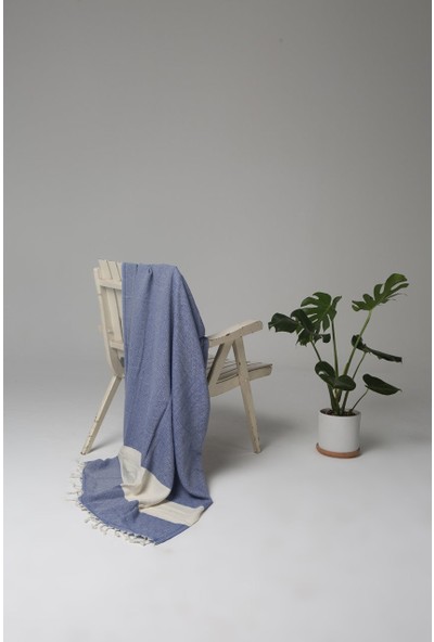 Chappal Elmas Desenli Peştamal Saks Mavi