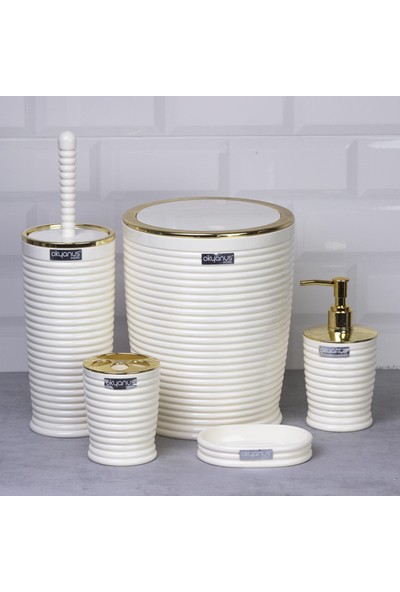 Okyanus Home Beyaz Elegans Gold 5'li Banyo Seti Okyanus Home Beyaz Elegans Gold 5'li Banyo Seti