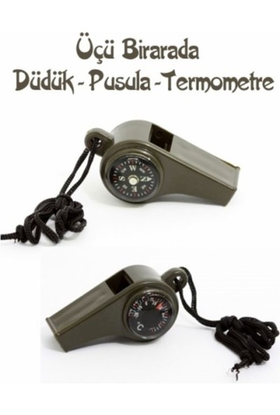 Proithalat Pusulalı Termometreli Düdük - Survival Askılı Düdük