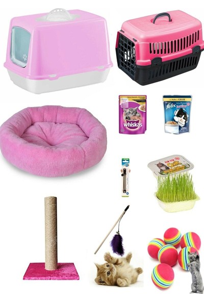 Ast Gross Pet Kedi Tuvalet Seti ve Ihtiyaçları 10'lu Paket