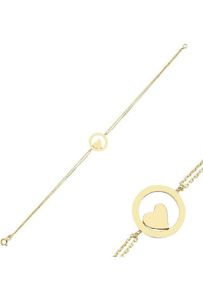 Engingold 14 Ayar Altın Halkalı Kalp Bileklik