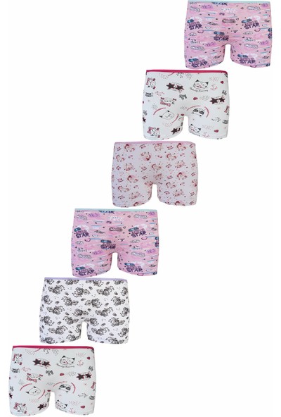 Bkmc Tutku Iç Giyim 6lı Kız Çocuk Desenli Likralı Pamuk Boxer Külot Bkmc Tutku Iç Giyim 6lı Kız Çocuk Desenli Likralı Pamuk Boxer Külot