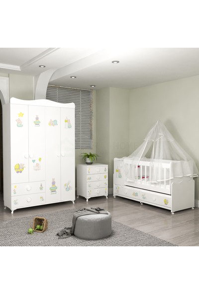 Garaj Home Pırlanta Yıldız 4lü Ayıcık Bebek Odası Takımı - Yatak ve Uyku Seti Kombinli - Krem Uykusetli Garaj Home Pırlanta Yıldız 4lü Ayıcık Bebek Odası Takımı - Yatak ve Uyku Seti Kombinli - Krem Uykusetli