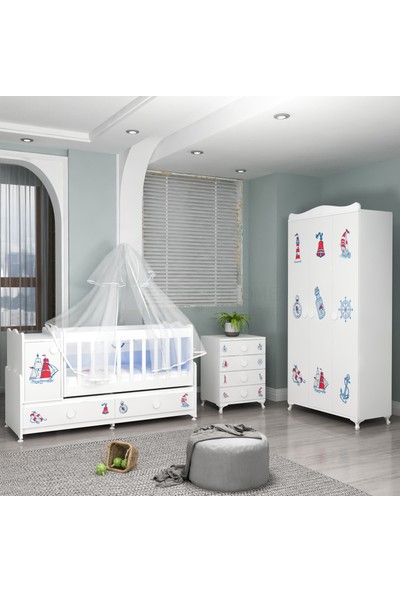Garaj Home Pırlanta Yıldız 3lü Denizci Bebek Odası Takımı - Yatak ve Uyku Seti Kombinli - Pembe Uykusetli Garaj Home Pırlanta Yıldız 3lü Denizci Bebek Odası Takımı - Yatak ve Uyku Seti Kombinli - Pembe Uykusetli