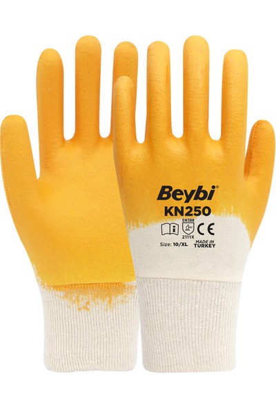 Beybi KN250 Pamuk Nitril Iş Eldiveni 12 Çift 10