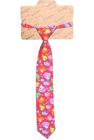 Dwoy Balık Desenli Çocuk Kravat Pembe