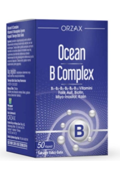 Orzax Ocean B Complex 50 Kapsül Takviye Edici Gıda Orzax Ocean B Complex 50 Kapsül Takviye Edici Gıda