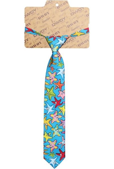 Dwoy Deniz Yıldızı Desenli Çocuk Kravat Mavi