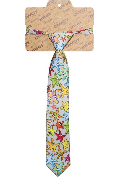 Dwoy Deniz Yıldızı Desenli Çocuk Kravat Gri
