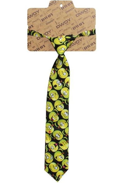 Dwoy Gülenyüz Desenli Çocuk Kravat Siyah