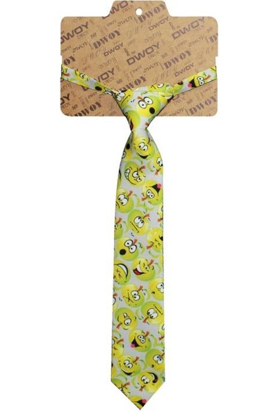 Dwoy Gülenyüz Desenli Çocuk Kravat Gri