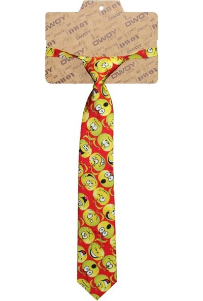 Dwoy Gülenyüz Desenli Çocuk Kravat Kırmızı