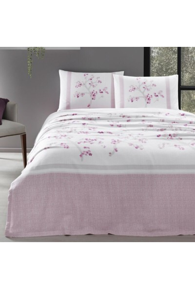 Özdilek Florid Çift Kişilik Pamuklu Pike Takımı Pembe