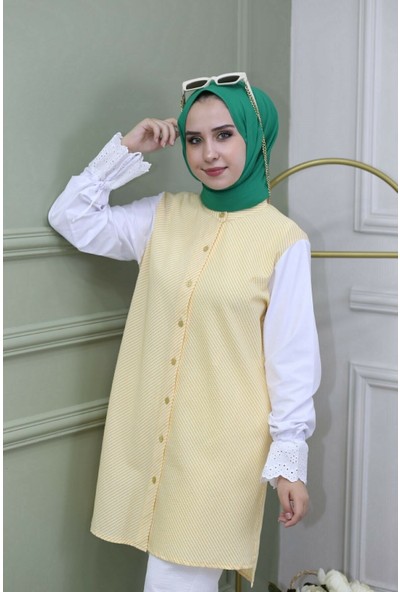 Sockrates Kolu Fisto Işlemeli Gömlek Sarı