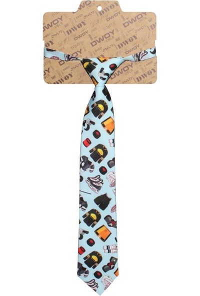 Dwoy Hentbol Desenli Çocuk Kravat Mavi