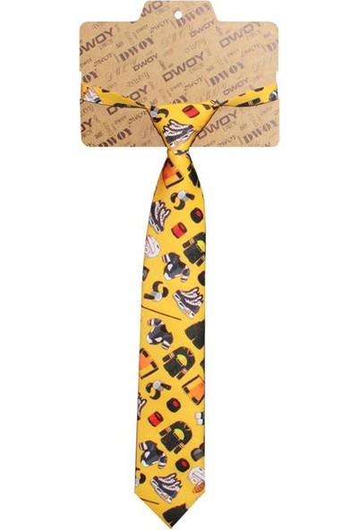 Dwoy Hentbol Desenli Çocuk Kravat Sarı