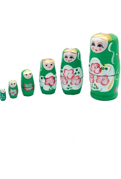 Dünyadan Hediyeler Ahşap Matruşka Bebek 6 Lı Set Yeşil Dünyadan Hediyeler Ahşap Matruşka Bebek 6 Lı Set Yeşil