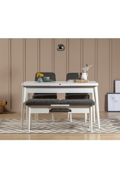 Reysa Mobilya Vina Mutfak Masa Takımı Beyaz Antrasit