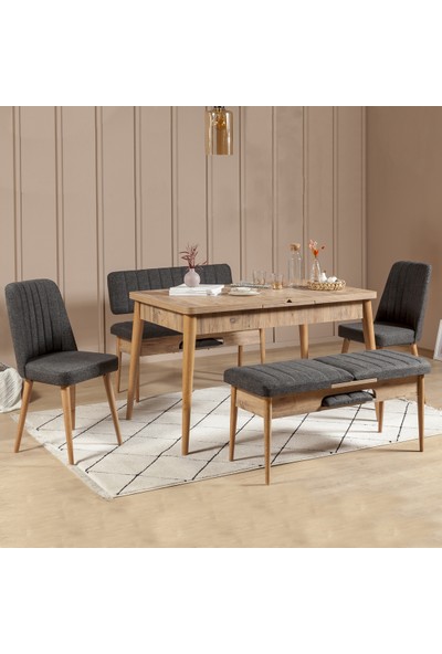 Reysa Mobilya Vina Banklı Mutfak Masa Takımı Atlantik Antrasit Reysa Mobilya Vina Banklı Mutfak Masa Takımı Atlantik Antrasit