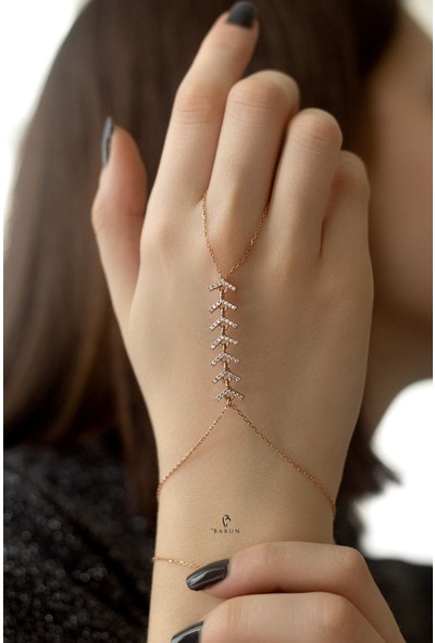 By Barun Beyaz Taşlı Ok Model Gümüş Şahmeran-Rose By Barun Beyaz Taşlı Ok Model Gümüş Şahmeran-Rose