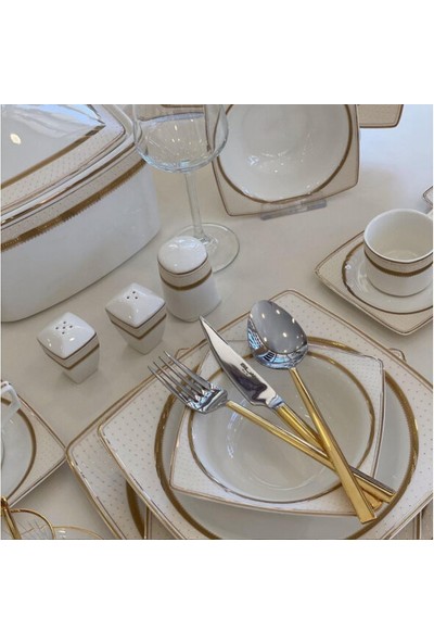 Sıla 72 Parça Elit Gold Çatal Kaşık Bıçak Seti Kutulu