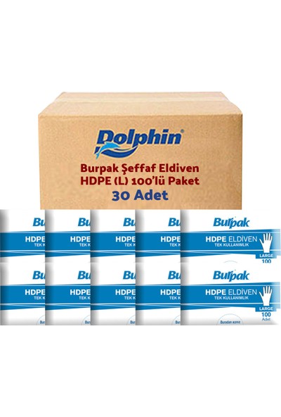 Burpak Şeffaf Eldiven HDPE (L) 100lü Paket 30 Adet Burpak Şeffaf Eldiven HDPE (L) 100lü Paket 30 Adet