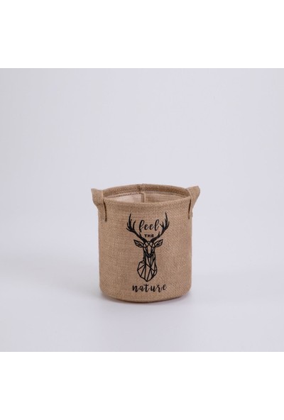 Ocean Home Geyik Desen Baskılı Silindir Jüt Sepet 20 x 20 cm Ocean Home Geyik Desen Baskılı Silindir Jüt Sepet 20 x 20 cm