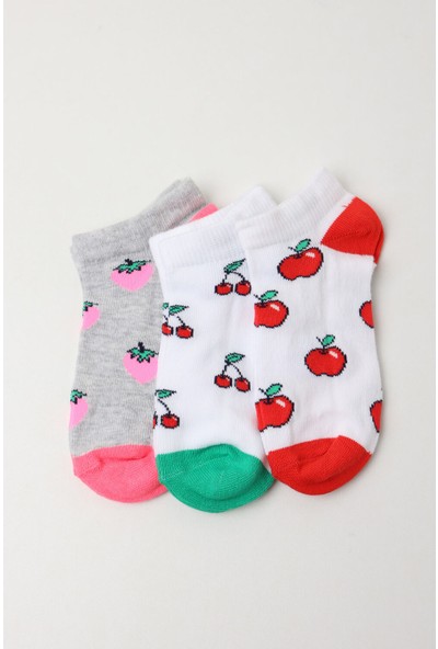 Katia&Bony 3'lü Paket Kiraz Desenli Çocuk Çorap - Mix