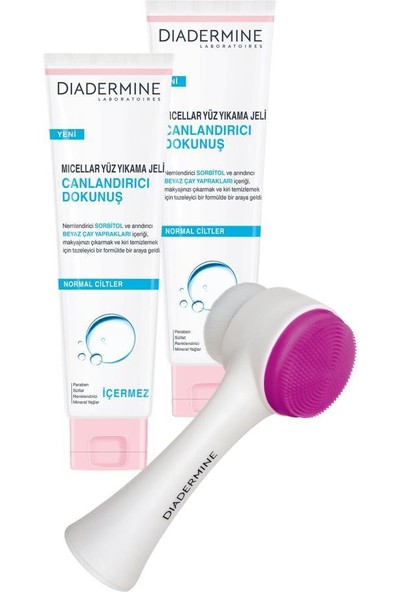 Diadermine Micellar Yüz Yıkama Jeli Canlandırıcı Dokunuş 150 ml x 2 Adet + Yüz Temizleme Fırçası Diadermine Micellar Yüz Yıkama Jeli Canlandırıcı Dokunuş 150 ml x 2 Adet + Yüz Temizleme Fırçası