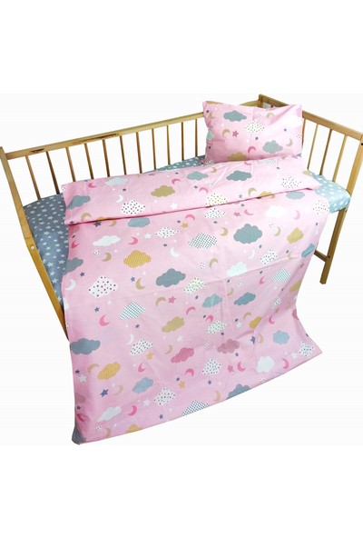 Beea Doğal Pamuk Pembe Bulutlu Bebek Nevresim Takımı 100 x 150 cm Beea Doğal Pamuk Pembe Bulutlu Bebek Nevresim Takımı 100 x 150 cm