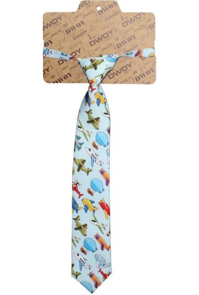 Dwoy Uçak Desenli Çocuk Kravat Mavi