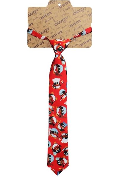 Dwoy Penguen Desenli Çocuk Kravat Kırmızı Dwoy Penguen Desenli Çocuk Kravat Kırmızı