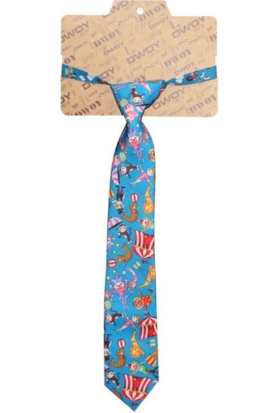 Dwoy Palyaço Desenli Çocuk Kravat Mavi