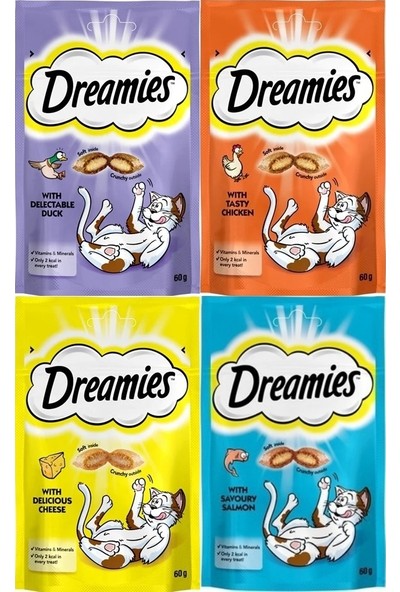 Dreamies Kedi Ödül Maması 60 gr 4'lü Ördek-Tavuk-Peynir-Somon Dreamies Kedi Ödül Maması 60 gr 4'lü Ördek-Tavuk-Peynir-Somon