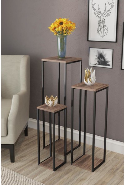 Unicorn Evnovi 3 Lü Dekoratif Çiçeklik, Saksılık, Yan Sehpa, Çiçek Standı