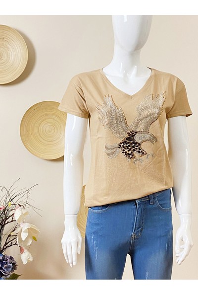 Vero Ninco Kadın Penye Taşlı T-Shirt