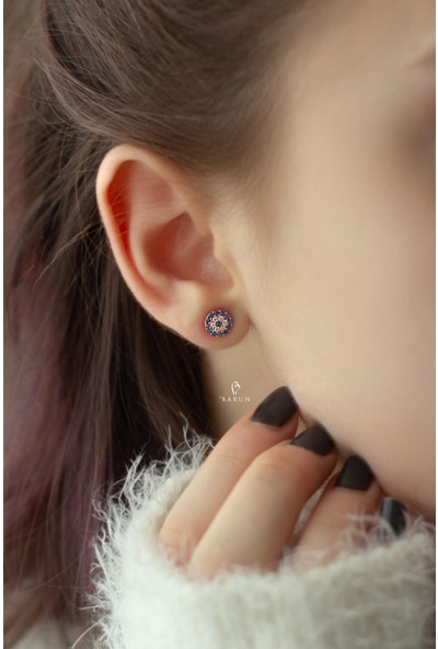 By Barun Göz Nazar Yuvarlak Mini Gümüş Küpe-Rose By Barun Göz Nazar Yuvarlak Mini Gümüş Küpe-Rose