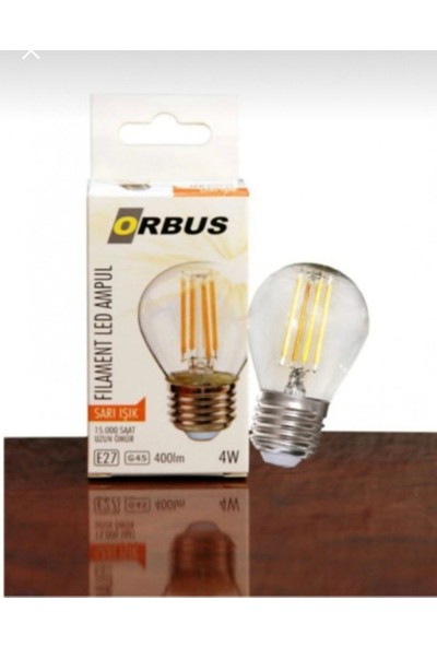Orbus Dekoratif G45 4 W Şeffaf E27 Duy Sarı Işık Rustik LED Ampul Orbus Dekoratif G45 4 W Şeffaf E27 Duy Sarı Işık Rustik LED Ampul
