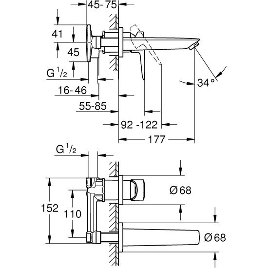 Grohe Bauedge Iki Delikli Lavabo Bataryası 20474001 Fiyatı