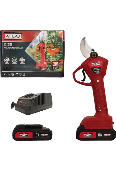 Attlas Es 2101 Çift Akülü Kömürsüz Bağ Makası 18 V Attlas Es 2101 Çift Akülü Kömürsüz Bağ Makası 18 V