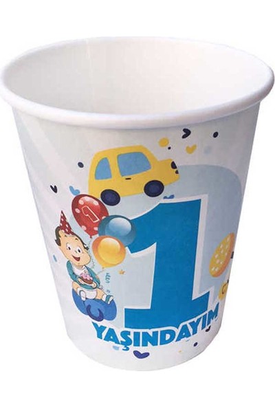 Eminönü Toptancı Karton Bardak 1 Yaşındayım Yazılı Balonlu 8 Oz - 8 Adet Mavi Eminönü Toptancı Karton Bardak 1 Yaşındayım Yazılı Balonlu 8 Oz - 8 Adet Mavi