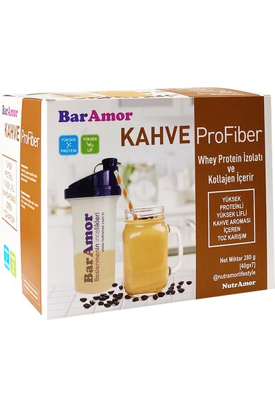 BarAmor Kahve Profiber Kahve Aromalı Yüksek Proteinli Toz Içecek (7 Günlük)