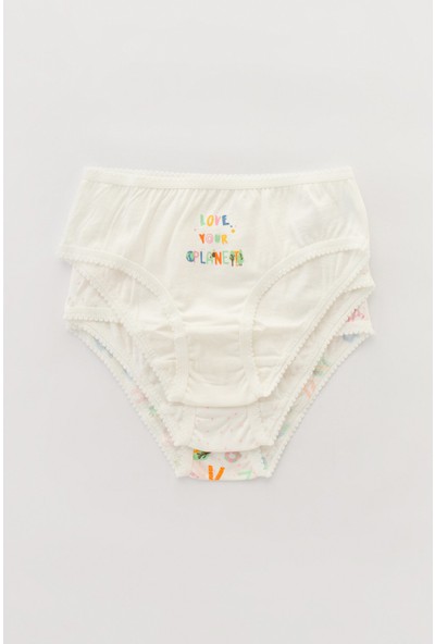 Penti Beyaz Kız Çocuk Planet 3lü Slip Külot