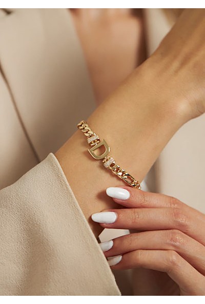 Bosphorus D Harf Altın Zincir Bileklik