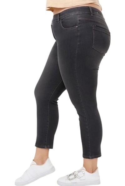 Hanezza Büyük Beden Yüksek Bel Gri Yıkamalı Bilek Boy Strech Kot Pantolon Hanezza Büyük Beden Yüksek Bel Gri Yıkamalı Bilek Boy Strech Kot Pantolon