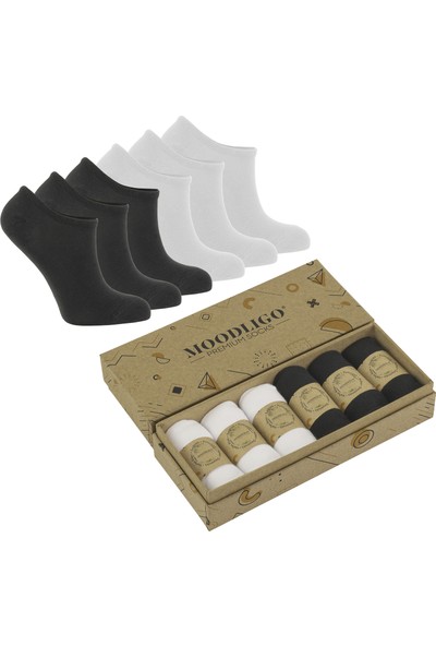 Moodligo Premium 6'lı Bambu Sneakers Çorap - 3 Siyah 3 Beyaz Moodligo Premium 6'lı Bambu Sneakers Çorap - 3 Siyah 3 Beyaz