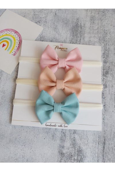 Pempem Bandana Kız Bebek 3 Lü Fiyonk Bandana Set