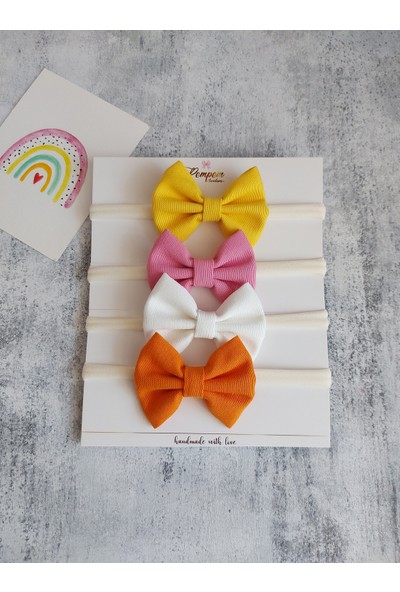 Pempem Bandana Kız Bebek 4 Lü Fiyonk Bandana Set
