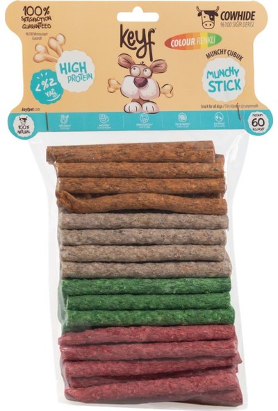 Keyf Renkli Sığır Derisi Munchy Stıck -Medium-60'lı Keyf Renkli Sığır Derisi Munchy Stıck -Medium-60'lı